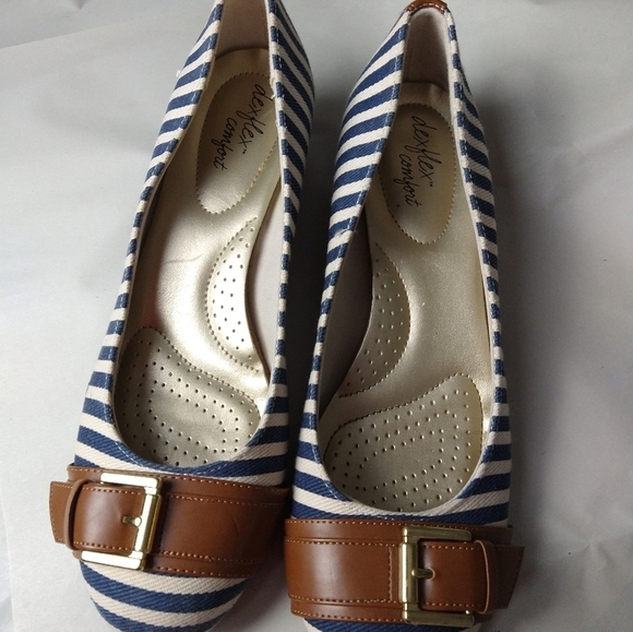 dexflex comfort | Shoes | Dexflex Comfort Blue White Stripe Shoe Toe ...